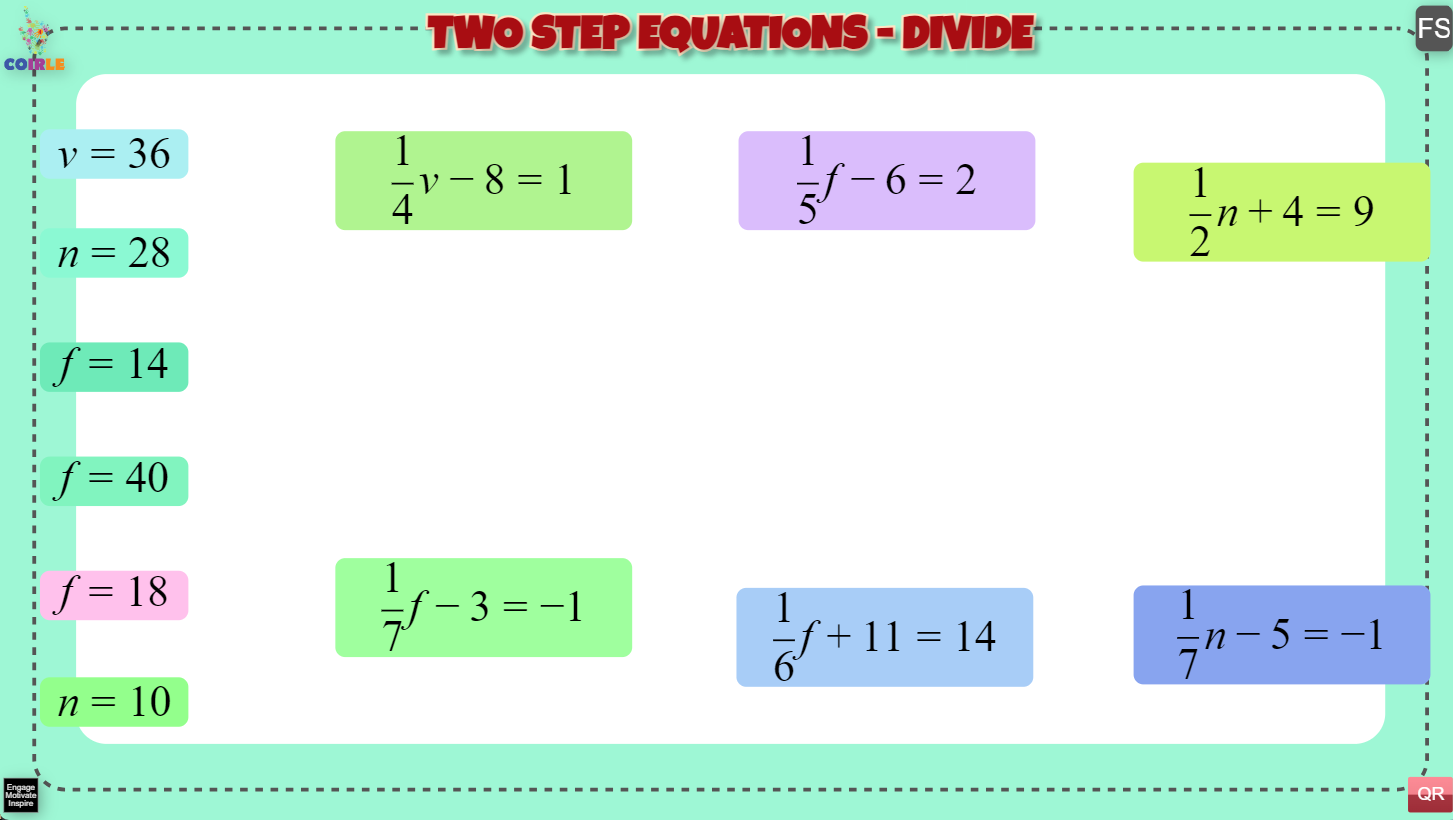 Two Step Equations Divide Coirle Two Step Equations Divide Coirle